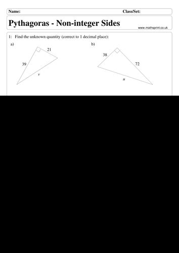 Pythagoras Practice Questions Solutions Teaching Resources