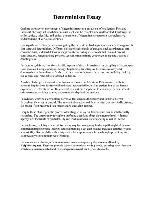 Determinism Essay Pdf