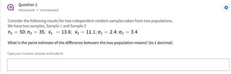 Solved Consider The Following Results For Two Independent