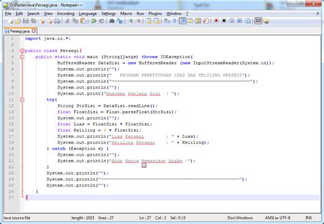 Kurniadisans Blog Contoh Program Java Perhitungan Luas Dan Keliling Persegi