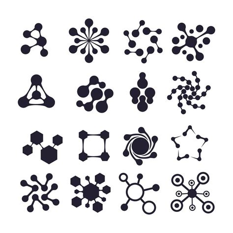 Set Of Silhouette Connected Molecules Set Collection Molecule Connection Model Chemistry
