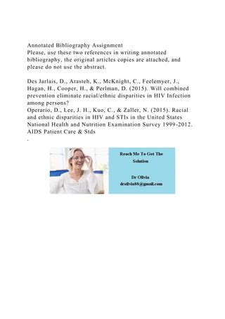 Annotated Bibliography AssignmentPlease Use These Two Reference Docx