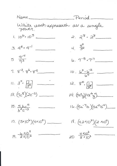 Grade 8 Exponents And Powers