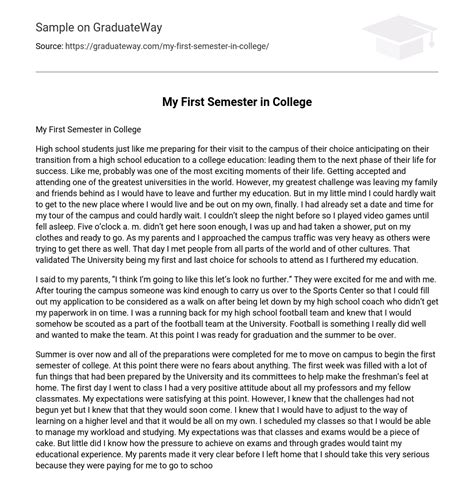 ⇉my First Semester In College Essay Example Graduateway