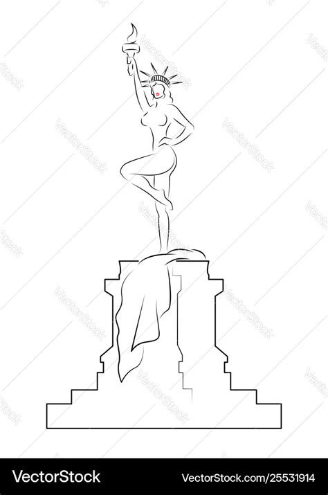 Caricature Sexy Woman As Statue Liberty Royalty Free Vector