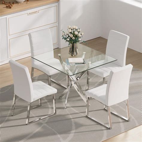 Modern Glass Top Kitchen Table Set