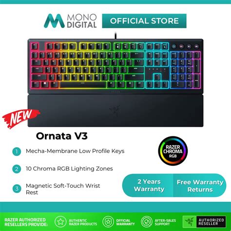 Razer Ornata V3 Ornata V3 X Mecha Membrane Rgb Low Profile Gaming Keyboard Uv Coated Keycaps