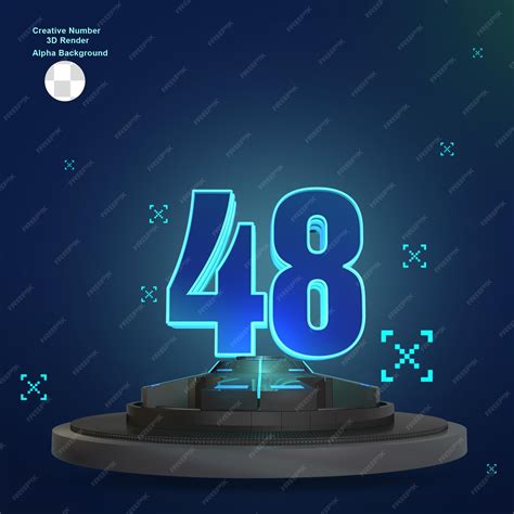 Premium Psd Sci Fi Blue 3d Number 48