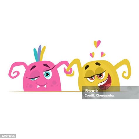 사랑에 괴물 마음 괴물의 머리의 벡터 만화 플랫 스타일 세트 발렌타인 데이 인사말 카드 문자입니다 어린이 컬렉션입니다 몬스터에 대한 스톡 벡터 아트 및 기타 이미지 Istock