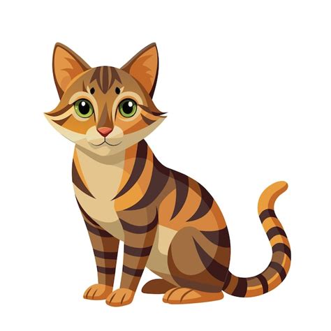 Premium Vector Cute Stripped Cat Art Drawn On White Background
