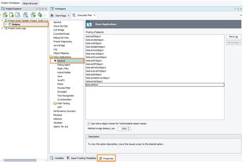 Project Properties General Open Applications Options Testcomplete Documentation