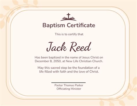 Free Infant Baptism Certificate Template To Edit Online