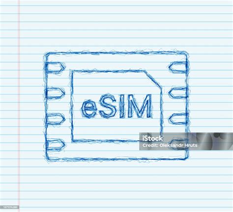 Esim 임베디드 Sim 카드 아이콘 기호 개념 새로운 칩 모바일 셀룰러 통신 기술 스케치 아이콘입니다 벡터 스톡 일러스트레이션입니다 5g에 대한 스톡 벡터 아트 및 기타