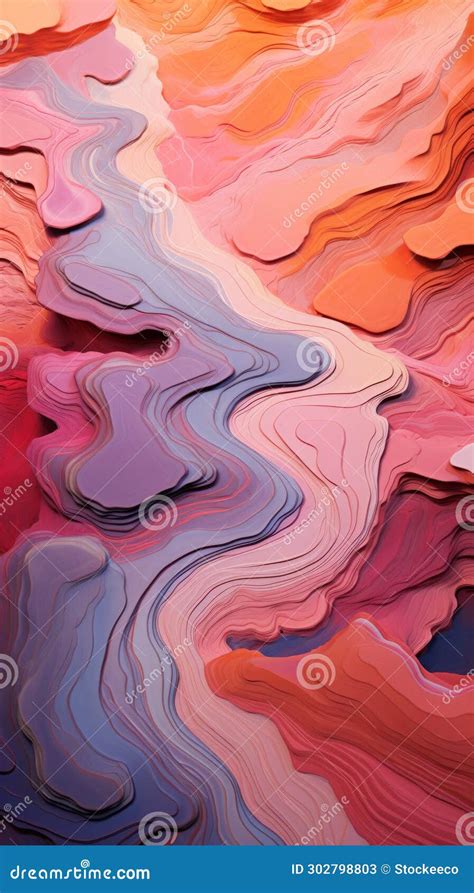 Vibrant Paper Art Swirling Colors Saturated Palette And Organic Nature Inspired Forms Stock
