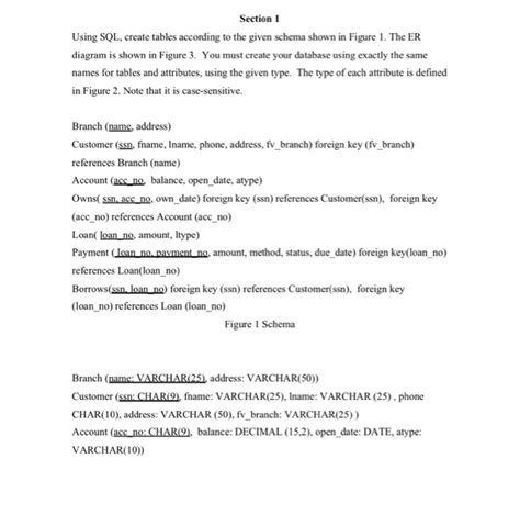 Solved Section 1 Using SQL Create Tables According To The Chegg