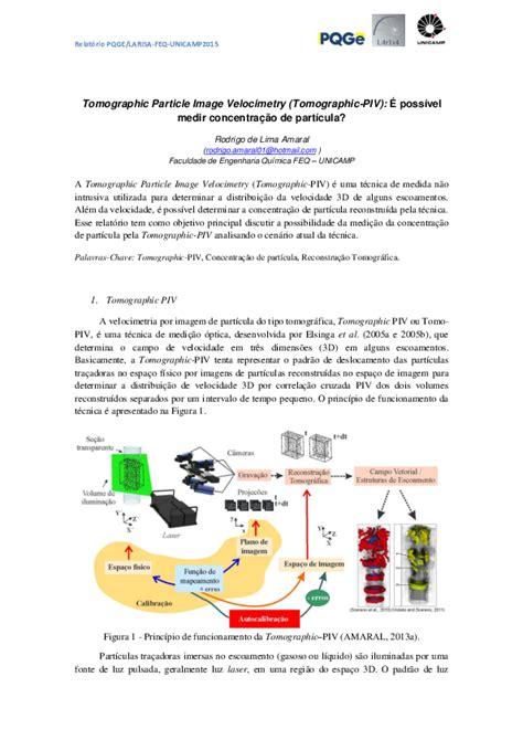 Pdf Tomographic Particle Image Velocimetry Tomographic Piv É Possível Medir Concentração De