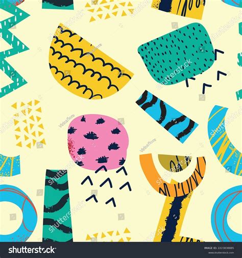 Seamless Pattern Colorful Geometric Shapes Outline Stock Vector Royalty Free 2223838885