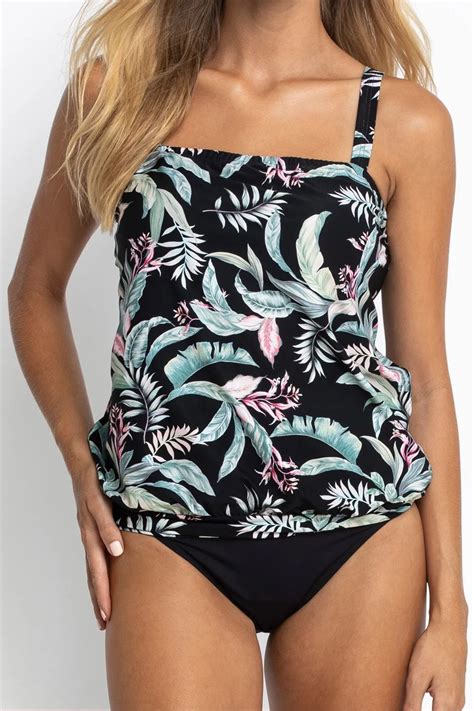 Jantzen Maui Bandeau Blouson Singlet Tankini Black Michelle Ann