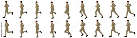 Naklejka Business Man Running Animation Sprite Sheet Loop Animation Do Pokoju