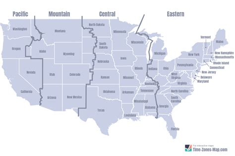Us Map With Timezones Border