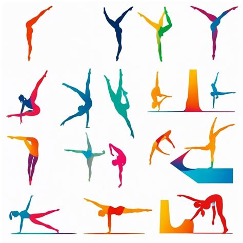 Gymnastics Vector Set Isolated On A Pure White Background Sharp Lines Seperated No Premium Ai