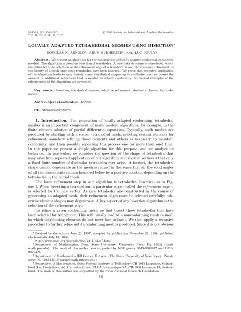 Pdf Locally Adapted Tetrahedral Meshes Using Bisection