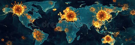 Global Map Highlighting Viral Spread Zones With Significant Outbreaks And Affected Regions