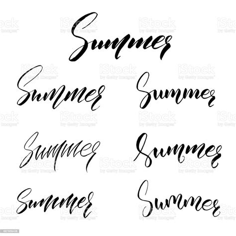 레터링 여름 Handlettering 여름 인쇄 카드 포스터 블로그 등 여름 브러시 서 예 0명에 대한 스톡 벡터 아트 및 기타 이미지 Istock