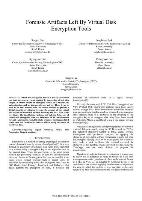Pdf Forensic Artifacts Left By Virtual Disk Encryption Tools