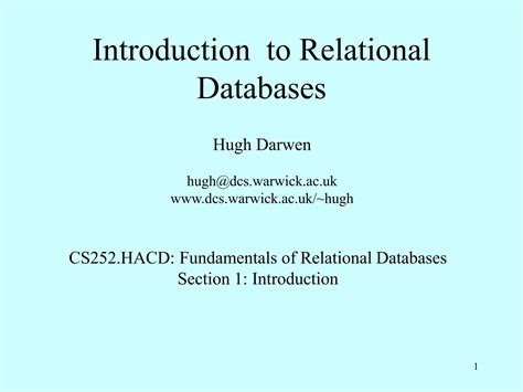 Rdb Fundamentals 1 Introppt Databases Computer Software And Applications