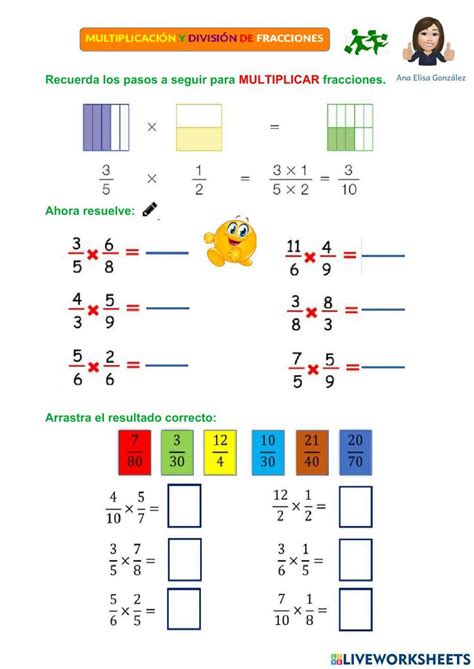 Hojas De Trabajo Para Multiplicar Y Dividir Fracciones Y Números Mixtos