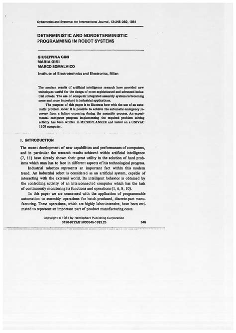 Pdf Deterministic And Nondeterministic Programming In Robot Systems