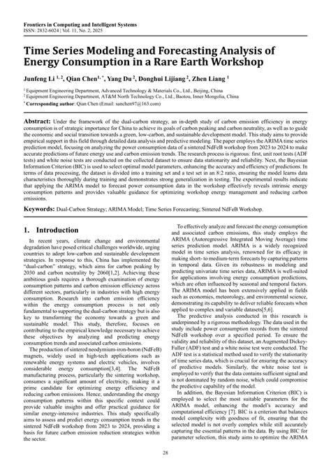 Pdf Time Series Modeling And Forecasting Analysis Of Energy Consumption In A Rare Earth Workshop