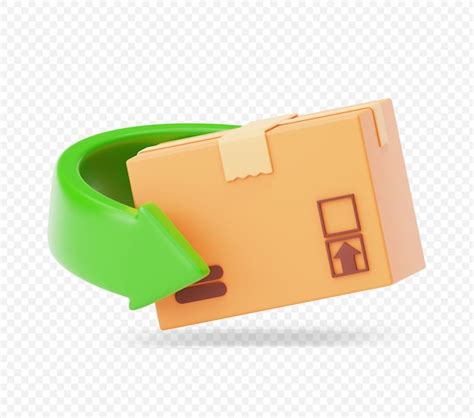 화살표 반환 소포 기호 배달 배송 아이콘 기호 또는 기호 3d 배경이 있는 골판지 상자 프리미엄 Psd 파일