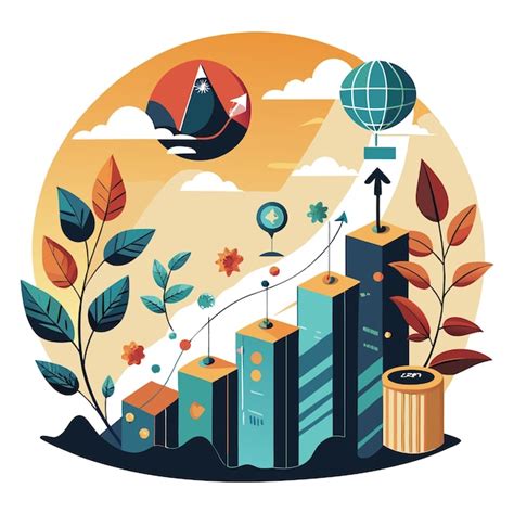 Graphical Representation Of Growth With Nature Elements Premium Ai Generated Vector