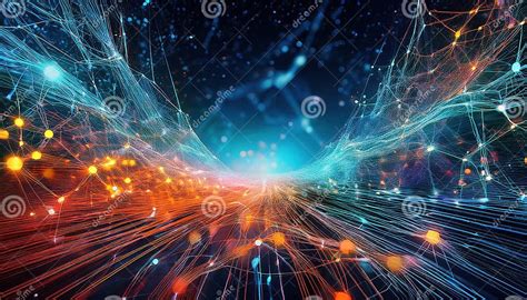 Digital Neural Network Big Data Abstract Illustration Vibrant Colors Technology Stock Image