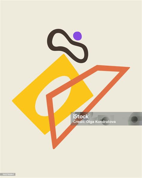 손으로 그린 추상 미술 기하학적 요소 직사각형 점 사다리꼴 타원형 포스터 어린이 장식 인쇄물 소셜 게시물 및 이야기를 위한 그루비한 현대 일러스트레이션 0명에 대한 스톡