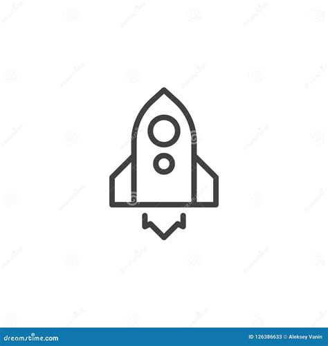 Spaceship Rocket Outline Icon Stock Vector Illustration Of Startup Launch 126386633