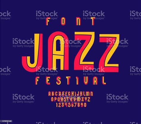 트렌디 한 검은 글꼴 현대 줄무늬 알파벳 문자와 숫자 벡터 일러스트 10eps 재즈에 대한 스톡 벡터 아트 및 기타 이미지 재즈 컴퓨터 글자 로고 Istock
