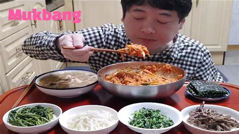 아침밥 맛있지만 중독성 강한~ 파김치 무생채 비빔밥 ★구수한 된장찌개 먹방 Ft 비름나물 취나물 Korean Bibimbap Eating Show Mukbang