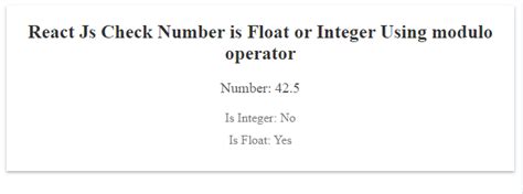React Js Check Number Is Float Or Integer