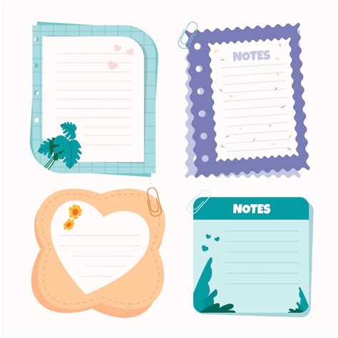 Free Vector Flat Design Cute Sticky Notes Illustration
