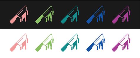 피 묻은 칼 아이콘을 흑백 배경에 분리하여 설정합니다 칼 붙이 기호 해피 할로윈 파티 벡터 강철에 대한 스톡 벡터 아트 및 기타 이미지 Istock