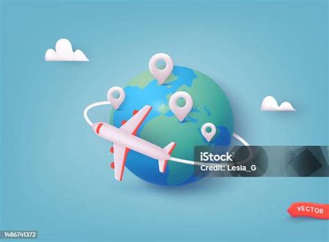 비행기로 여행하는 전 세계 다양한 국가의 비행기 여행 세계지도의 여행 핀 위치 3d 웹 벡터 일러스트레이션 비행기에 대한 스톡 벡터 아트 및 기타 이미지 Istock