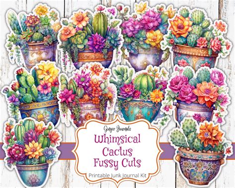 Cactus Fussy Cuts Junk Journal Printable Junk Journal Kit Cactus