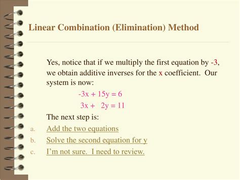 Ppt 7 3 Solving Linear Systems By Linear Combinations Elimination Method Powerpoint
