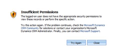 Insufficient Permissions Crm 40