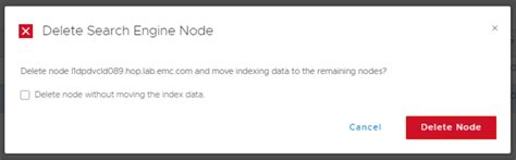 search engine node deletion from ui powerprotect data manager