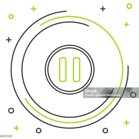Line Pause Button Icon Isolated On White Background Colorful Outline Concept Vector Stock
