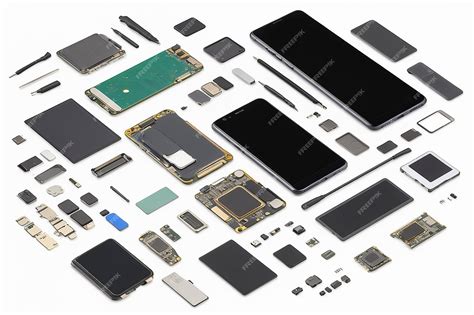 Premium Photo Smartphone Components On White Background With Clipping Path